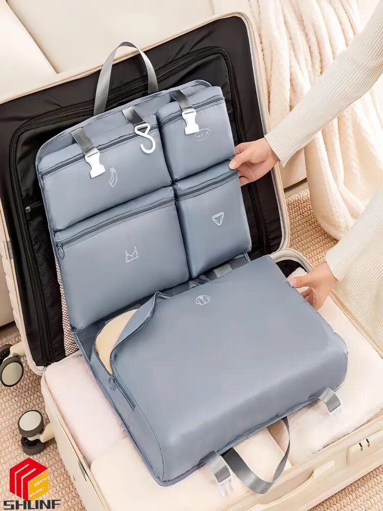 Кофр для хранения вещей, 1 шт, универсальный, для белья, дорожный органайзер, текстиль, серый