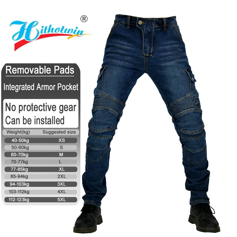 Мужские Мотоджинсы Для Езды На Мотоцикле, Защитные Брюки Для Бездорожья, 4XL, Hi-06 Blue O