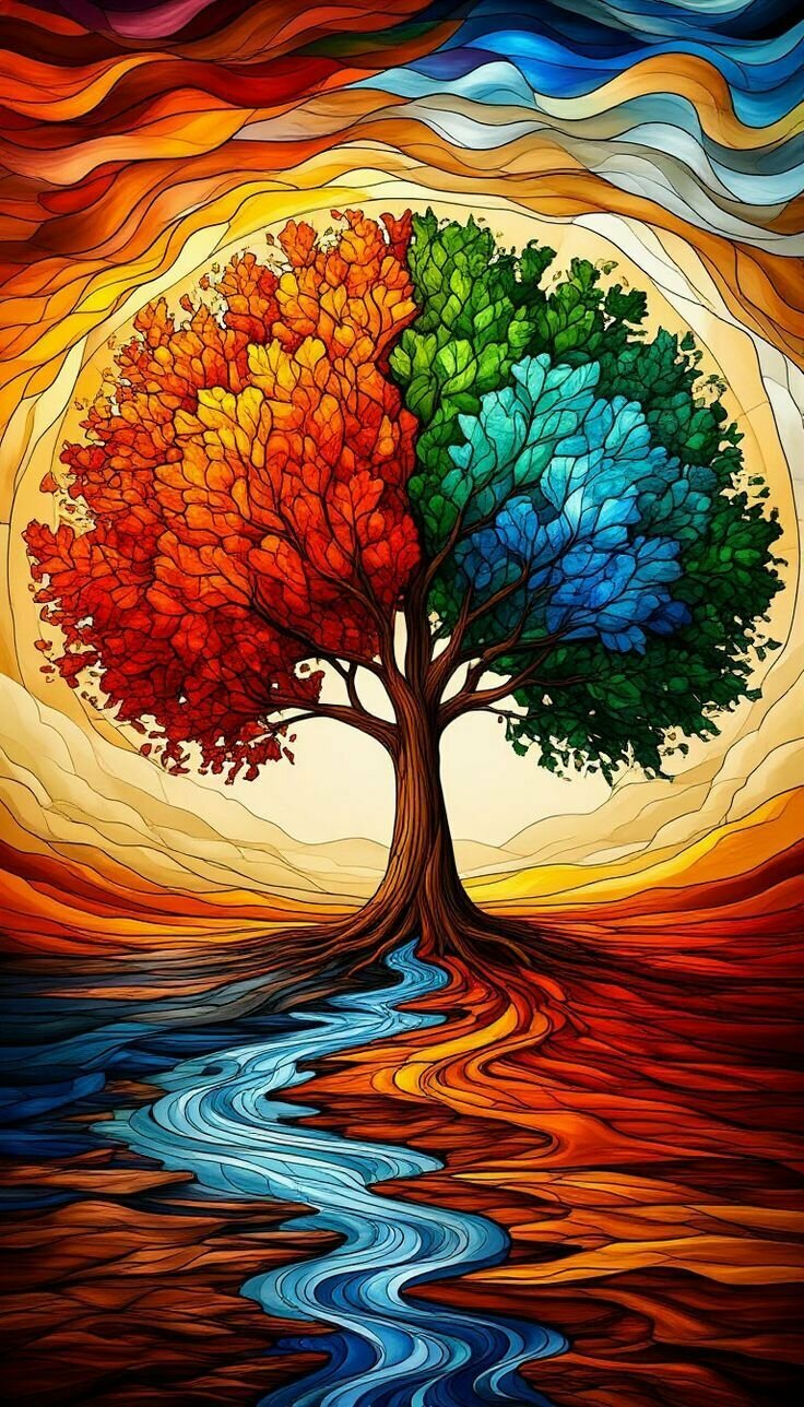 Алмазная живопись "Древо Жизни, Йога, Мифология, Индия", 5D, круглая, 40x50 см. Производитель: Brose Art.