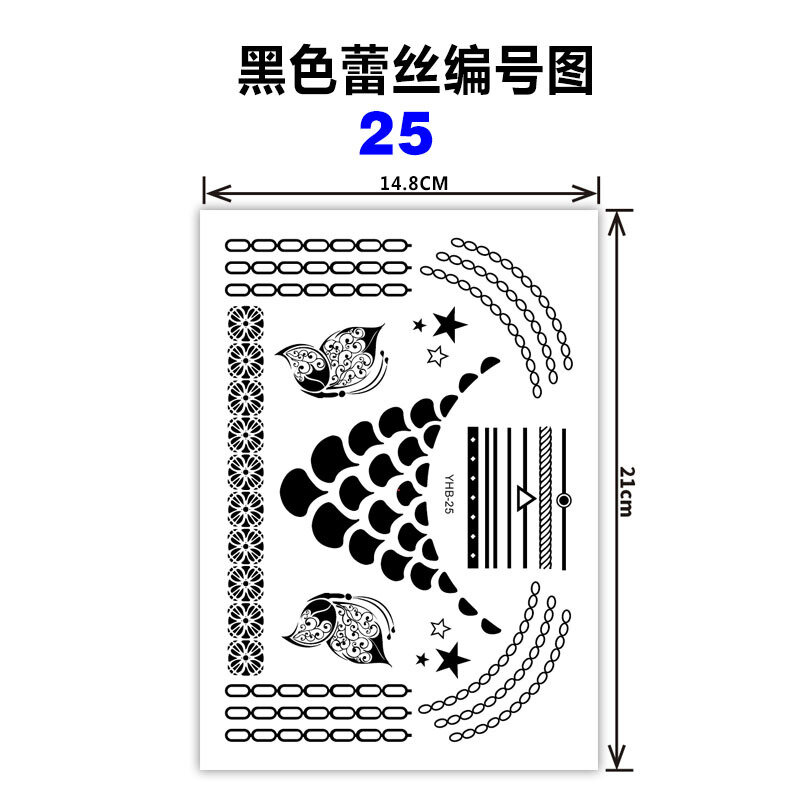 Временные татуировки черной хной в европейском и американском стиле, высококачественные, водостойкие и модные временные татуировки для рук и ног.