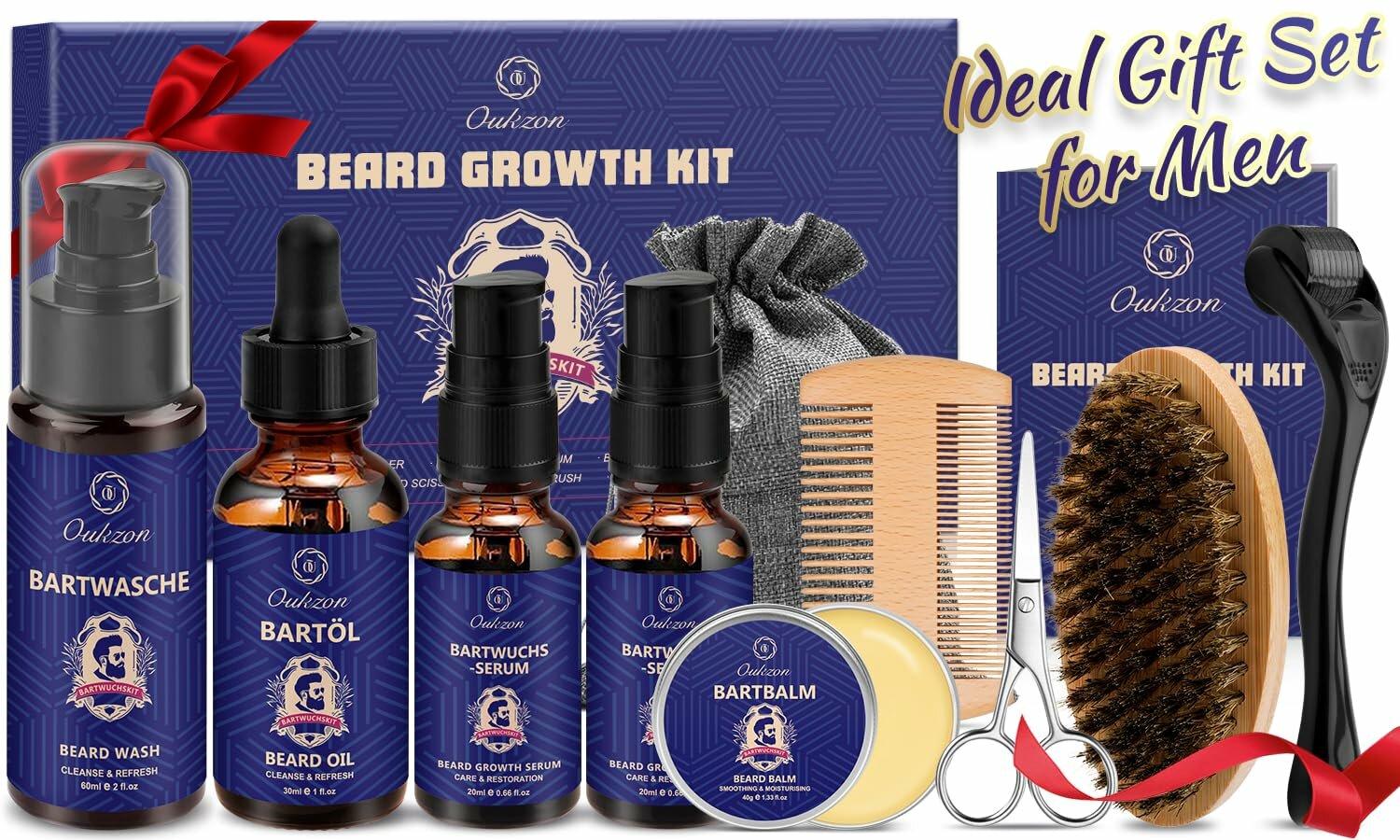 Набор для ухода за бородой "Oukzon Bartwuchs", универсальный, для роста и ухода