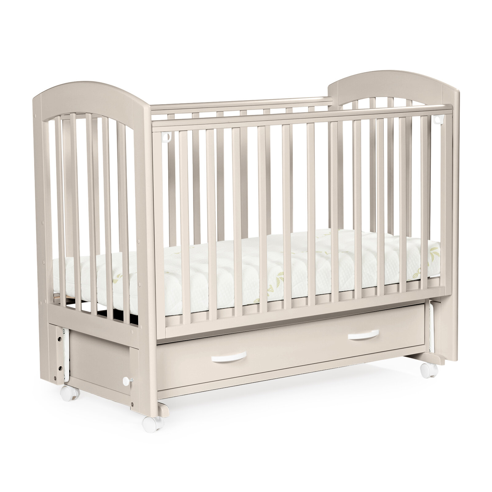 Кроватка для новорожденных BEBIZARO REGENCY CAPPUCCINO Универсальный маятник с ящиком (ШхГхВ) 105х125х67 см