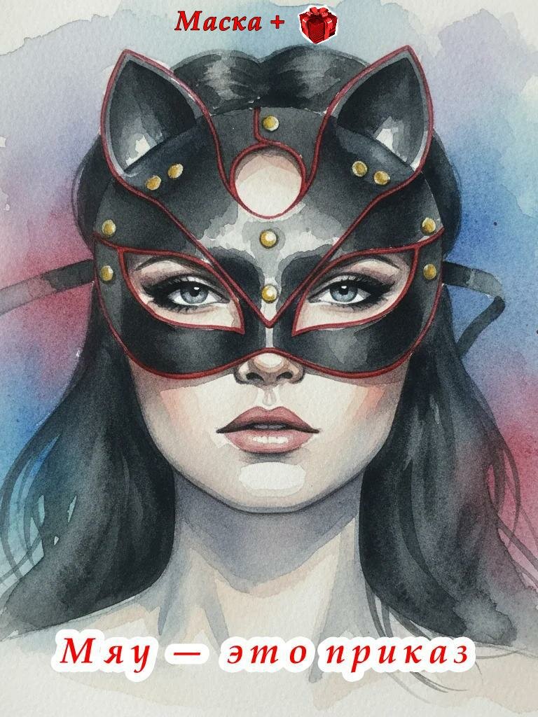 Эротическая маска Notabu "Кошечка" для БДСМ, мягкая, регулируемые ремешки + Подарок