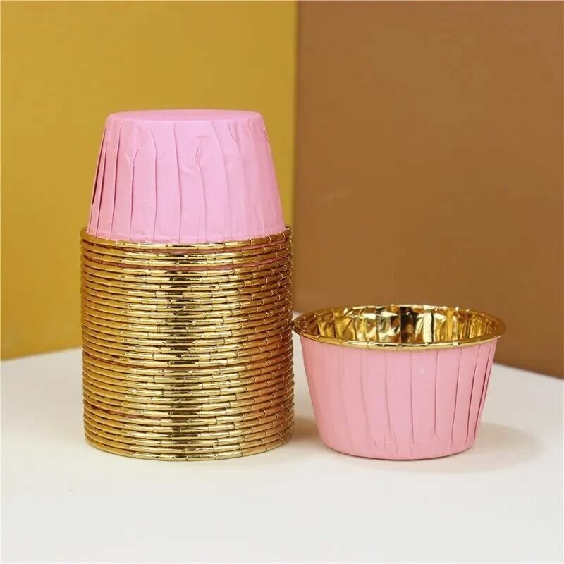 Бумажные формы для капкейков, алюминиевые, 50 шт, для выпечки и праздника