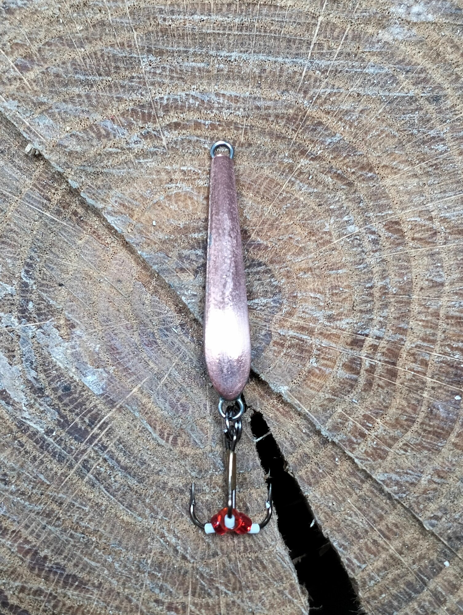 Блесна Омелинского окуневая ручной работы односторонняя малая 2.21гр. медь