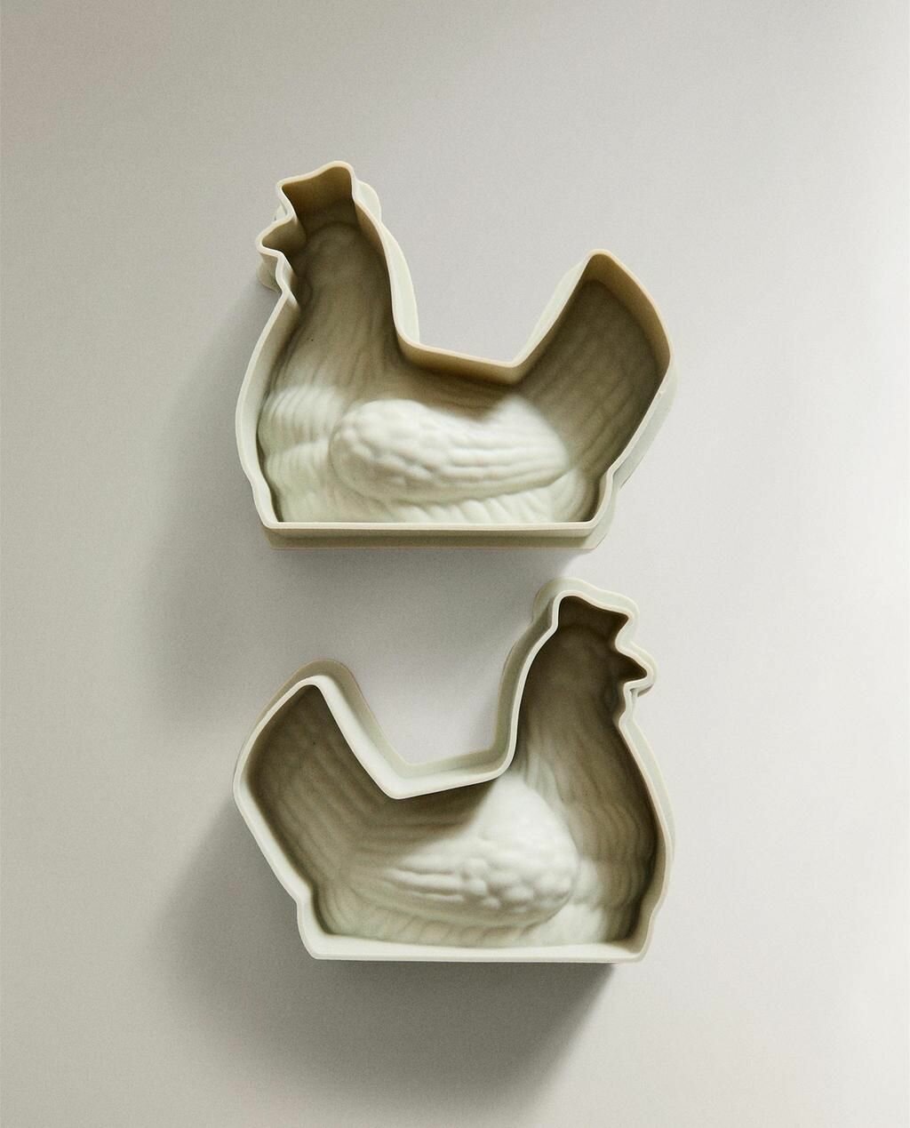Набор формочек для выпечки ZARA HOME 5255/339/819 - силикон, в виде курицы (2 шт.), 13 х 10.5 х 7 см, цвет серо-голубой