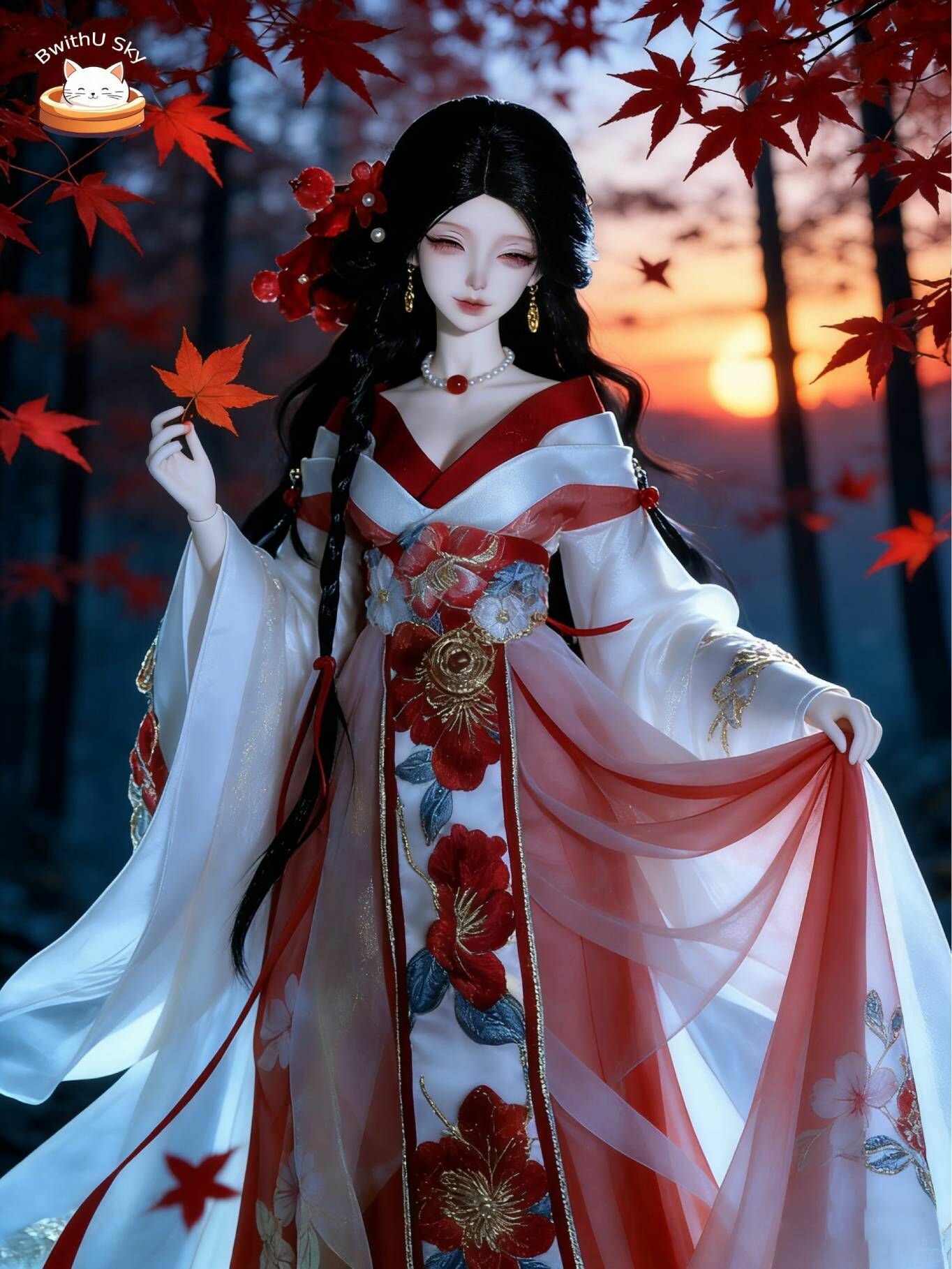 BwithUSky ChunJiang 1/4 BJD: Коллекционный Китайский Наряд с Шелковым Платьем и Вышивкой Атмосферный Образ