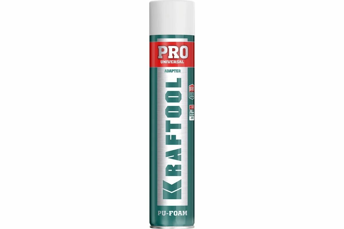 Пена монтажная KRAFTOOL Adapter Pro, объем 750 мл, адаптерная, всесезонная, SVS, не залипающий клапан, выход до 45 л