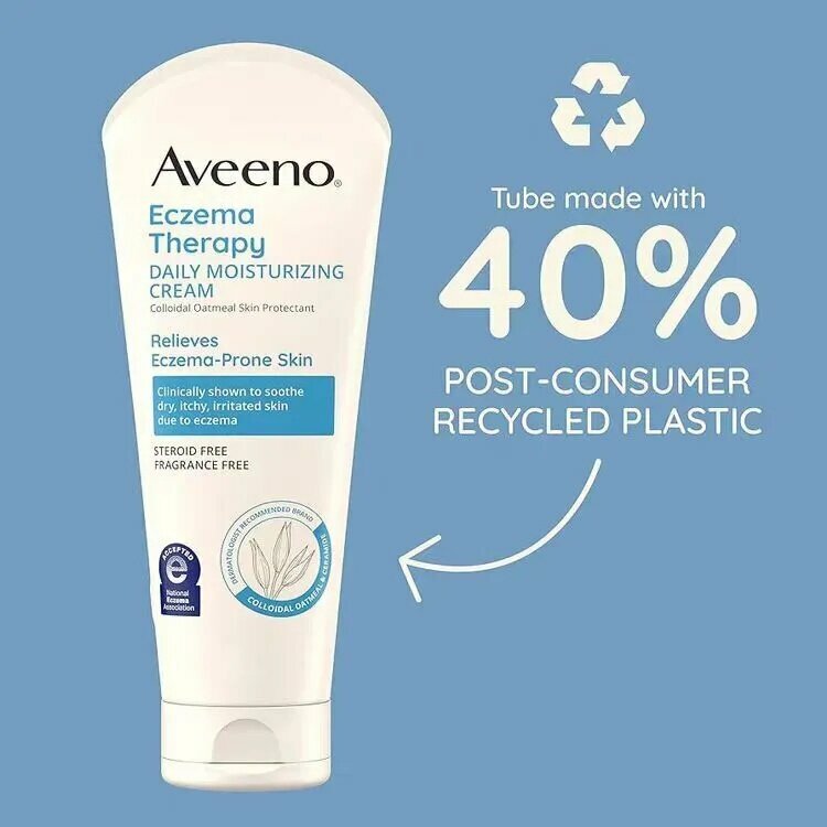 Aveeno Eczema Therapy Увлажняющий крем от экземы Moisturizing Cream ежедневный успокаивающий для тела для чувствительной сухой кожи с коллоидной овсянкой, 206 г
