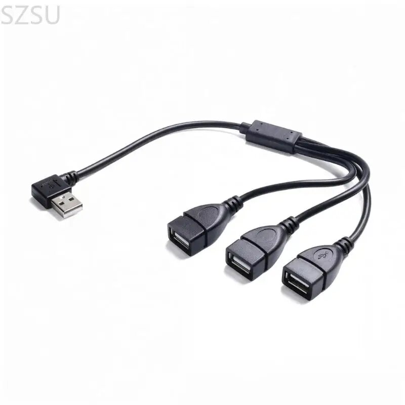 USB-хаб SZSU 3 порта, 90° левый угол, черный