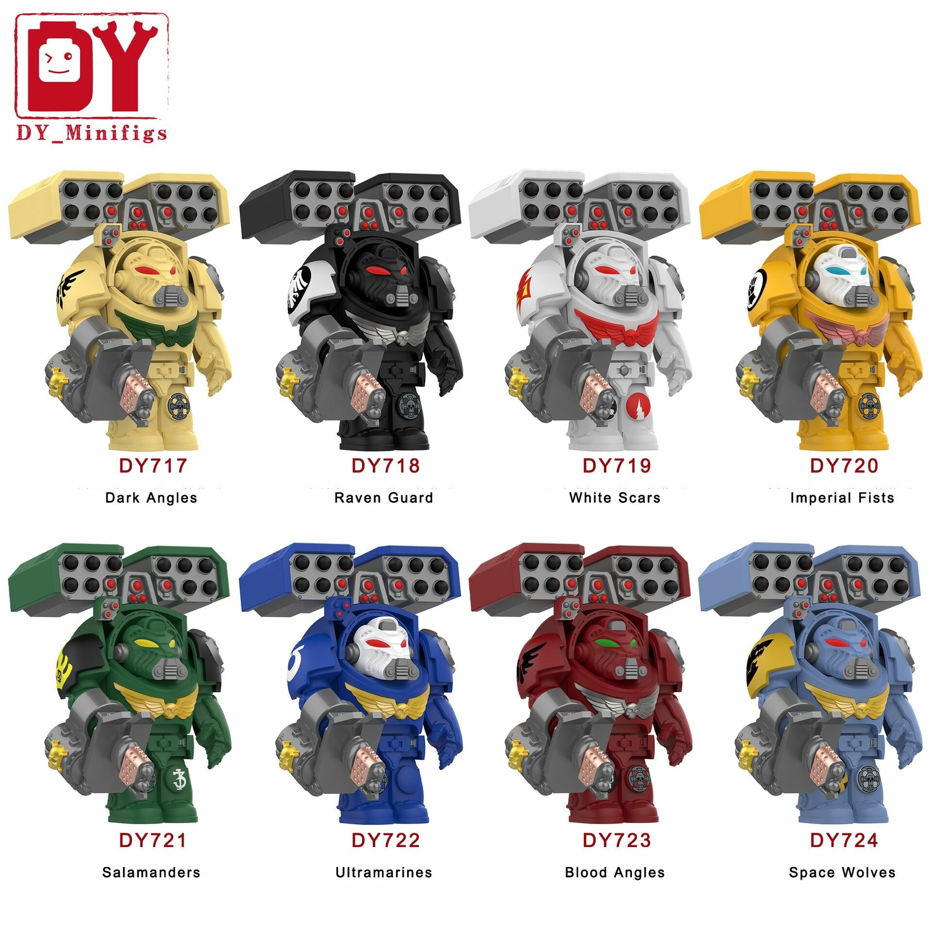 Набор минифигурки Вархаммер 40000 / Warhammer 40000(40K), Обновленная версия Терминатора, совместимы с легo конструкторами 8шт (4.5см, пакет)/ DY717-724