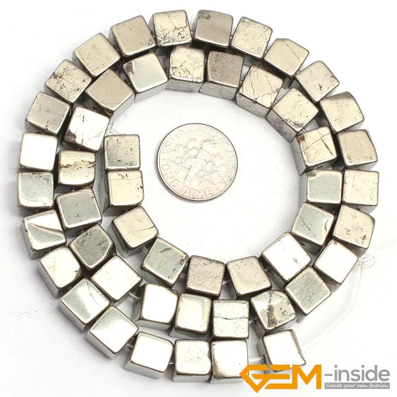 Бусины кубические пирит 8мм GEM-inside