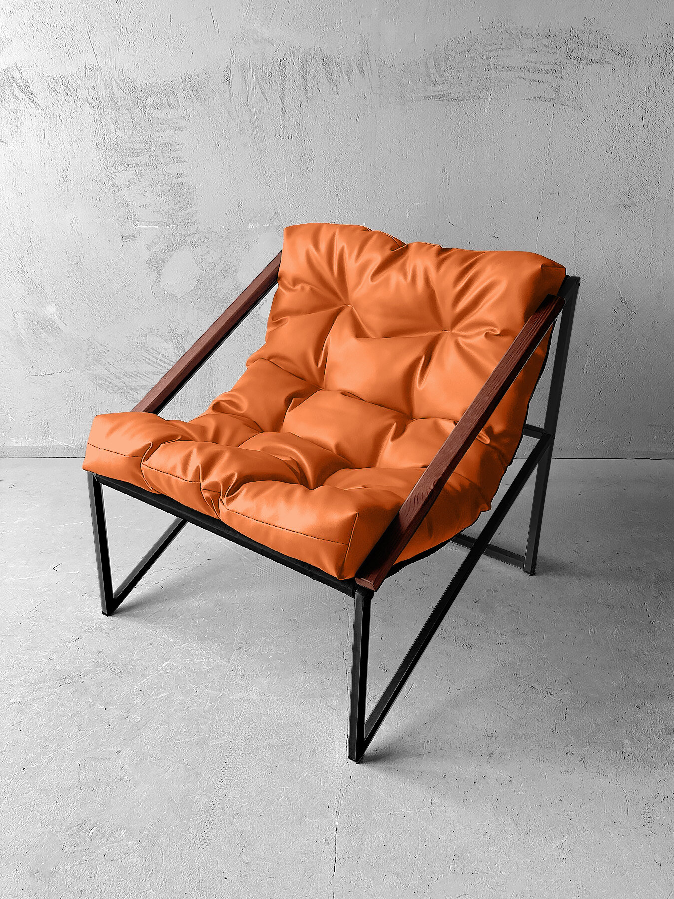 Кресло в стиле лофт Лофтовик Слэш ++ Оранжевый экокожа