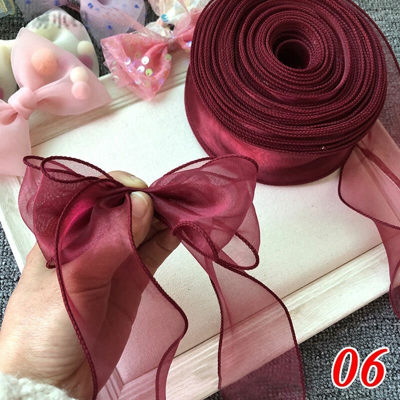 Лента Волнистый край 5см*5м, прозрачный органза 100%, твердый цвет