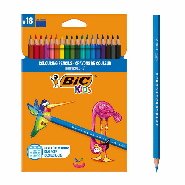 Цветные карандаши BIC KIDS TROPICOLORS уп. 18 шт.