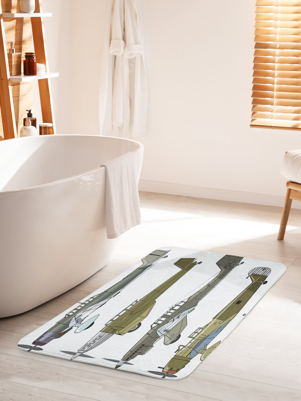 Коврик для ванной комнаты и туалета противоскользящий "Самолеты вермахта" 60х100 см, JoyArty