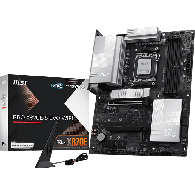 Материнская плата MSI PRO X870E-S EVO WIFI Socket AM5 AMD X870E 4xDDR5 ATX AC`97 8ch(7.1) 5Gigabit RAID+HDMI