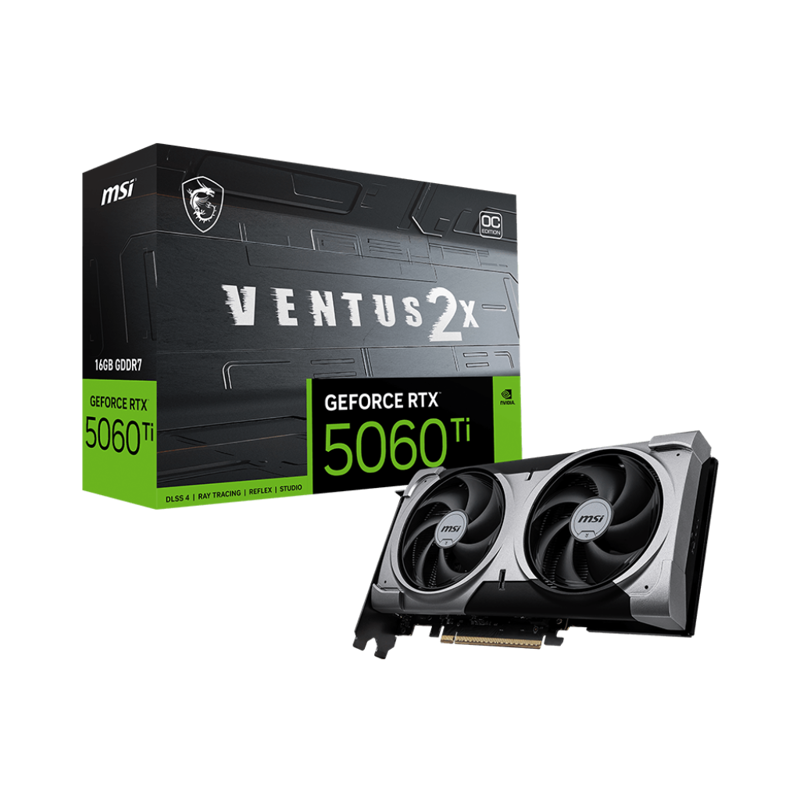 Видеокарта GeForce RTX 5060 Ti 16G VENTUS 2X OC PLUS (MSI GeForceRTX5060Ti16GVENTUS2XOCPLUS)
