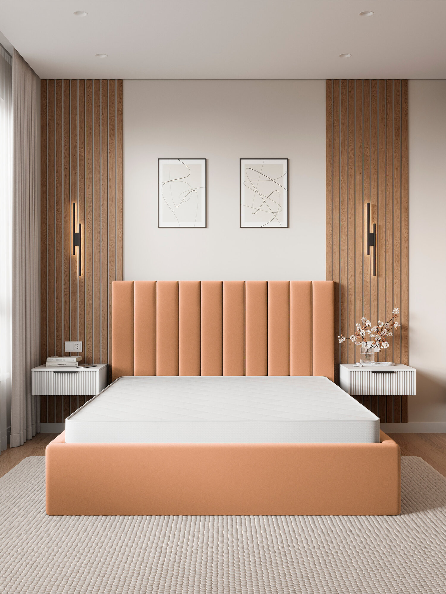 Кровать двуспальная 160х200 с подъемным механизмом, Милан мини с мягким изголовьем для дома и спальни, ортопедическое основание, ящик для белья