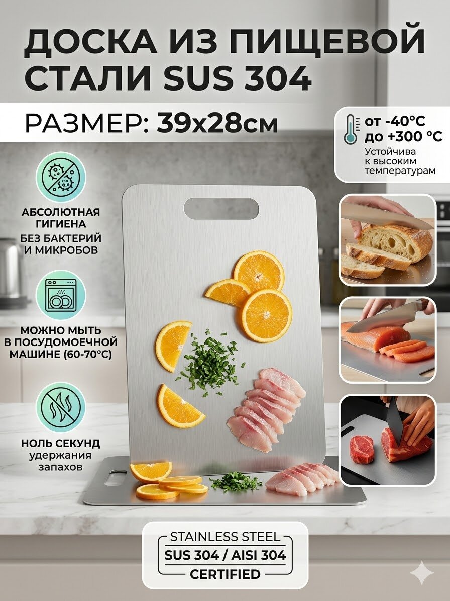Доска разделочная металлическая из нержавеющей стали 304