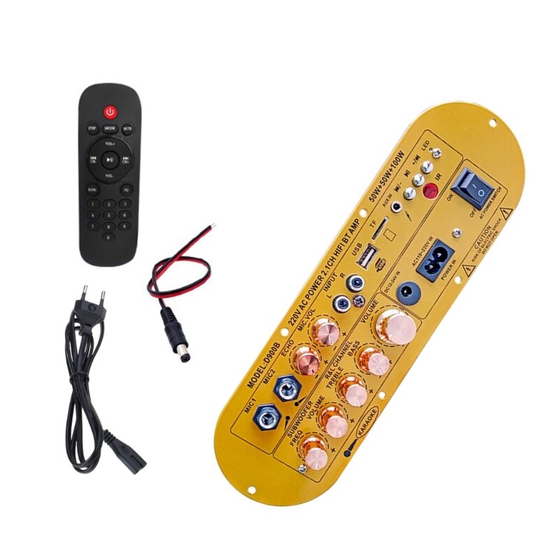 Bluetooth-совместимая Плата Усилителя Звука 2x50 Вт 100 Вт Цифровой Сабвуфер Двойной Микрофонный Модуль для Динамика Домашнего Автомобиля