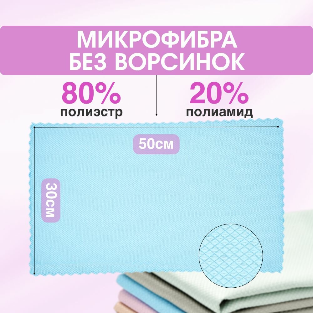 Набор универсальных салфеток из микрофибры для влажной и сухой уборки кухонь и домов, 5 штук