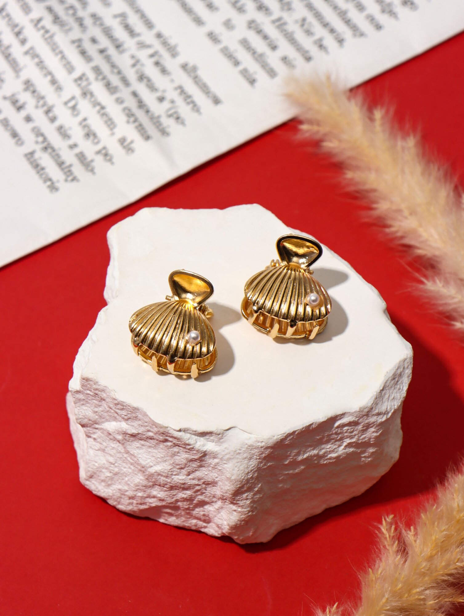 Крабики для волос QF «Лейла море», набор 2 шт, ракушка бусинка, 2.5×2.5 см, цвет золото