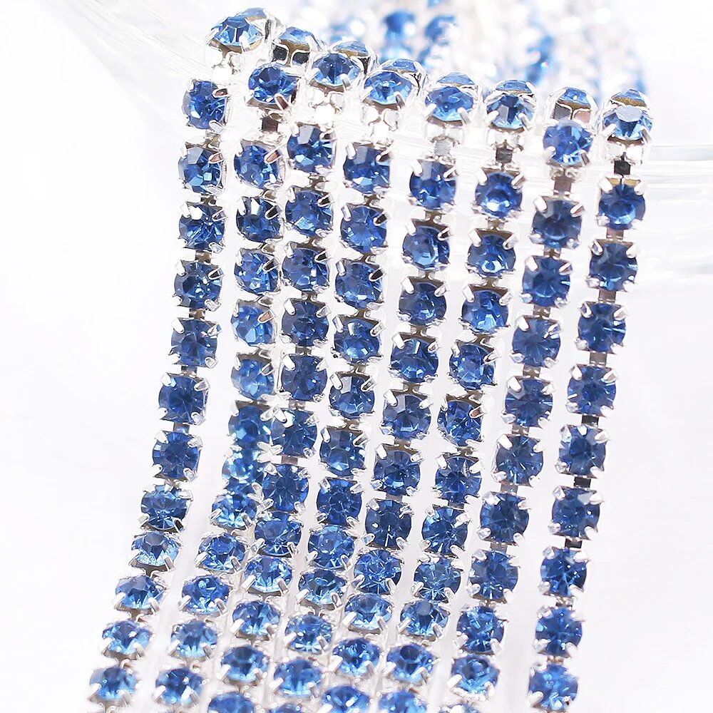 Синяя цепочка с кристаллами ss12 2.8mm lt sapphire-S