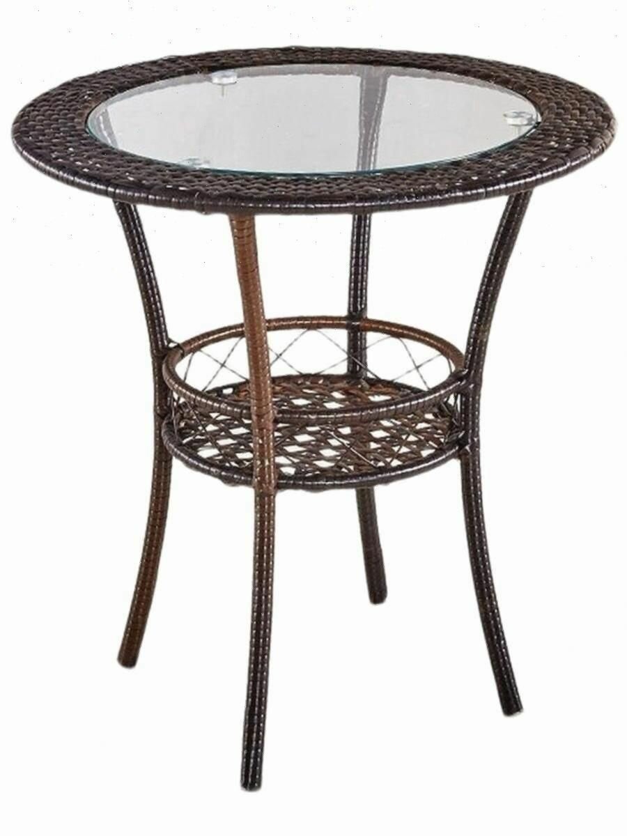 Маленький круглый столик из закаленного стекла, имитация ротанга, 60*60*60 см