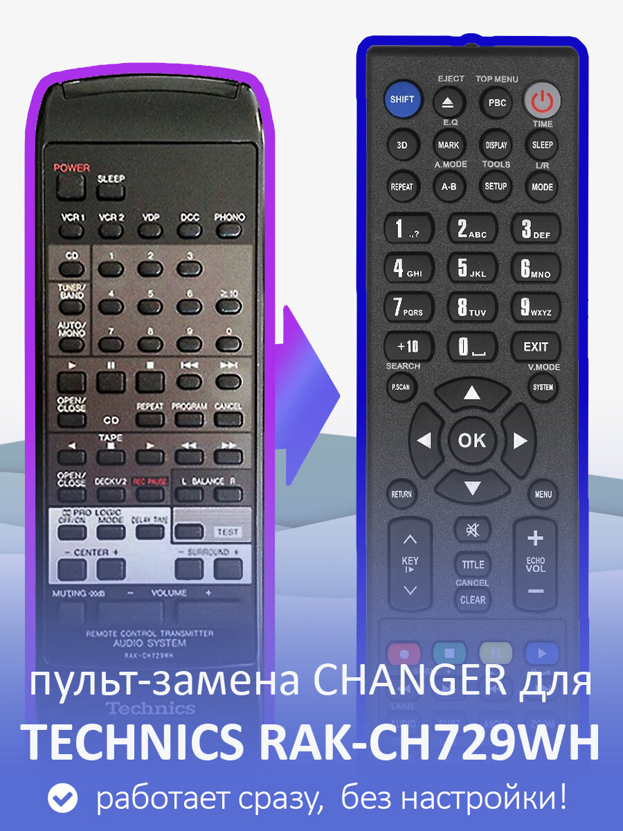 Пульт-замена для TECHNICS RAK-CH729WH