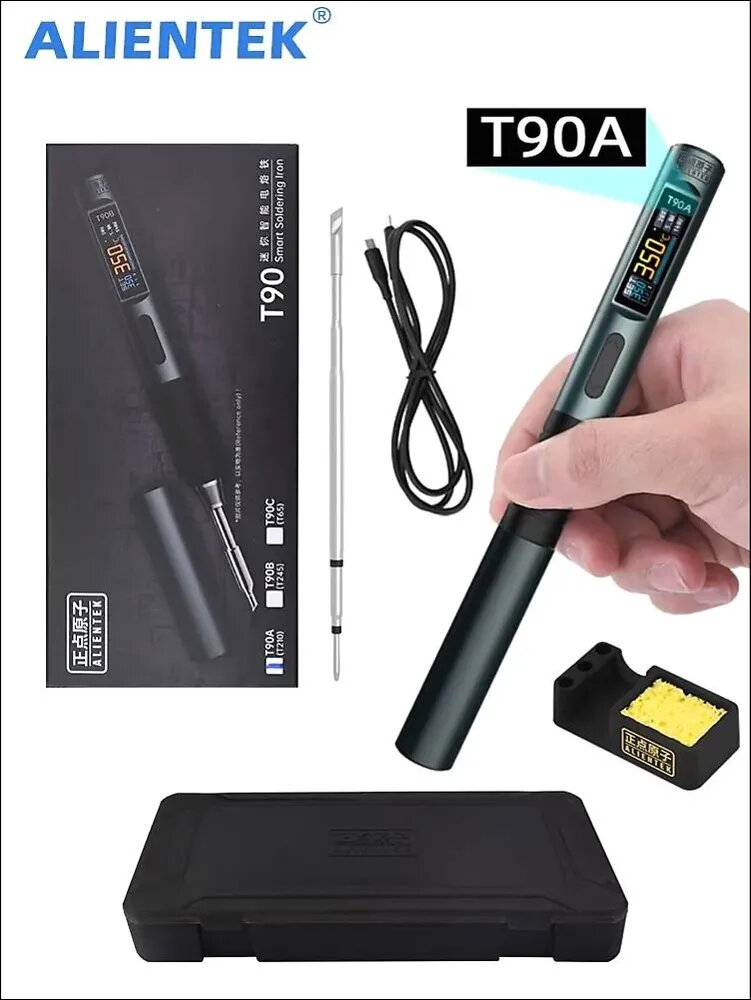 ALIENTEK T90A T90B T90C Smart Soldering Iron 140 Вт Паяльник с USB Type-C, регулировкой температуры