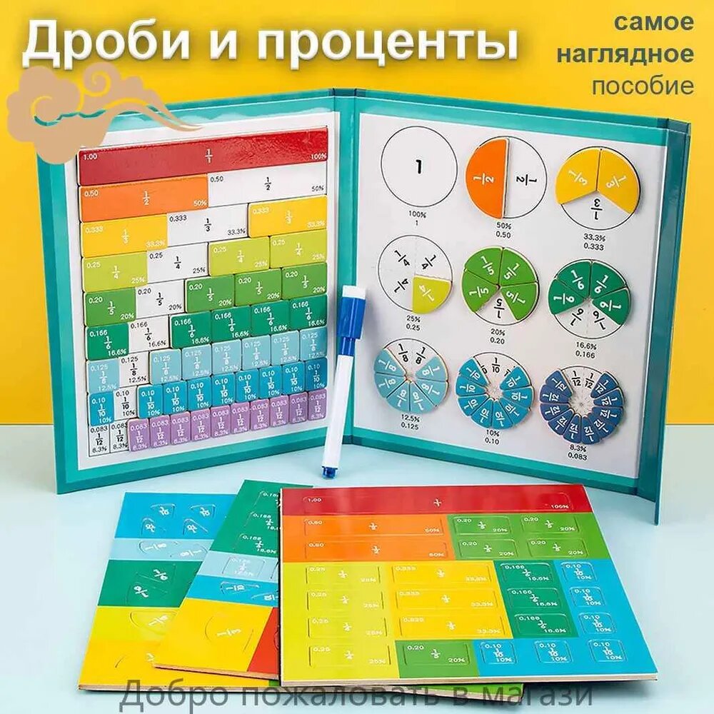 Магнитная книга "Дроби и проценты"