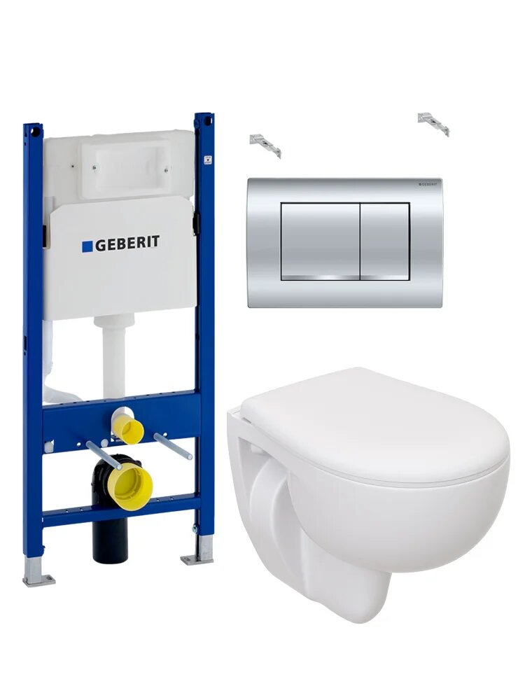 Комплект 3 в 1 Унитаз подвесной Seramiksan Natura A051041H / Сиденье AG50002 / Инсталляция с кнопкой Geberit Duofix 458.163.21.2