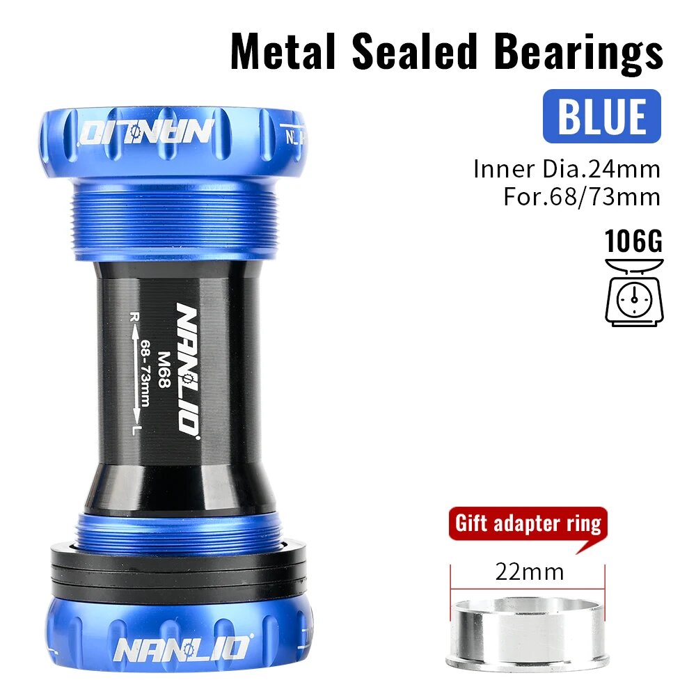 ZTTO Керамический подшипник каретки BSA 68/73 мм для горных велосипедов Синий, Blue Metal Sealed