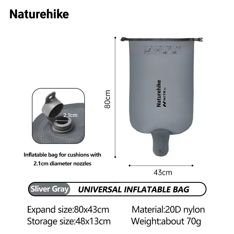 Naturehike Надувная матрас 3.2/5.8/8.8 R Value Водонепроницаемая ультралегкая матрас для сна в野ле, походов, кемпинга, портативная, для одной персоны с надувным мешком