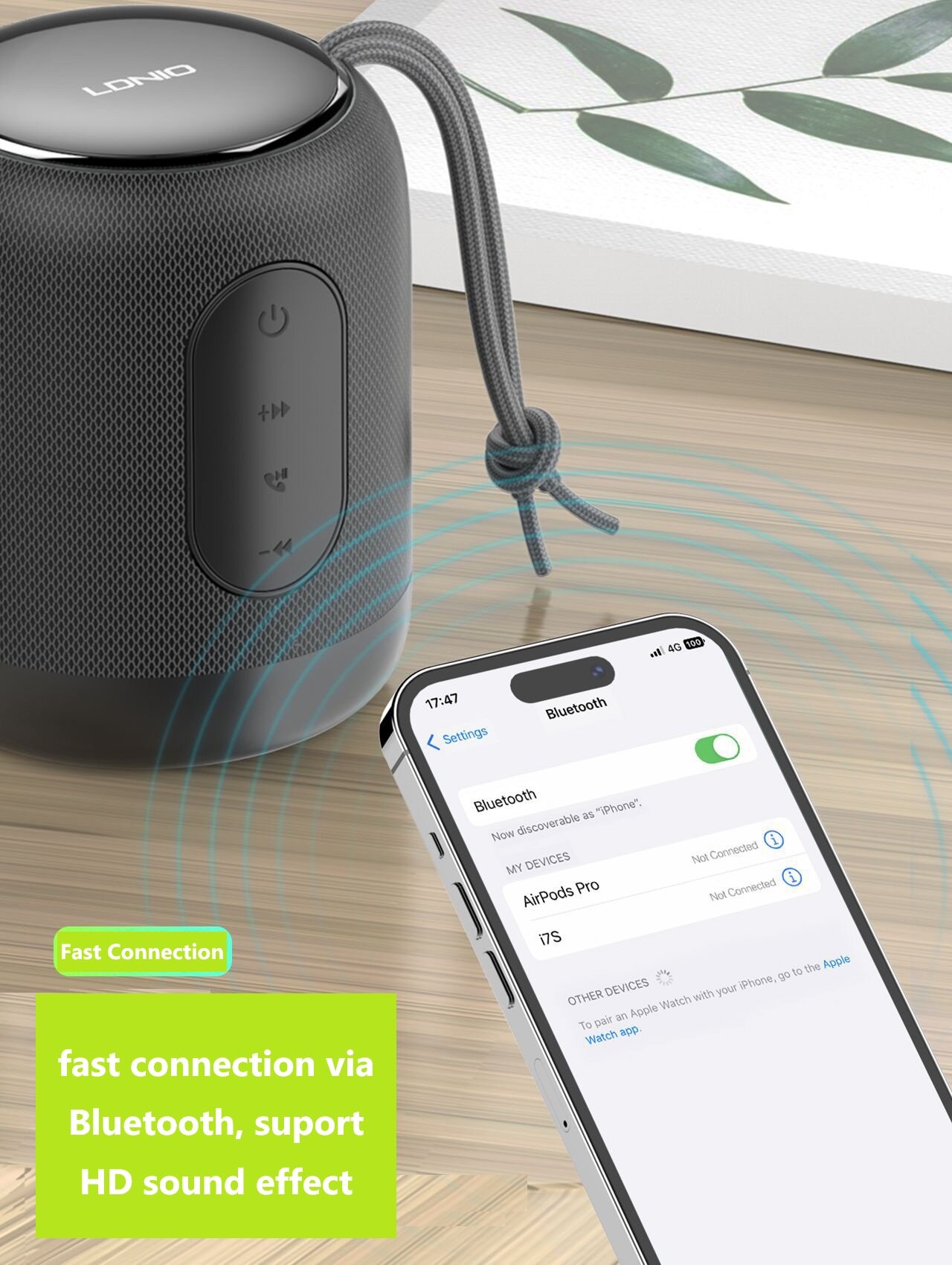 LDNIO Водонепроницаемый радио-сабвуфер для улицы, TWS, беспроводной Bluetooth-динамик, портативный, BTS12, черный