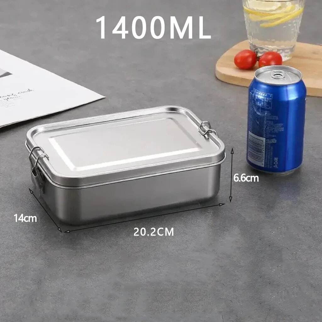 Коробка Bento из нержавеющей стали, металлический ланч-бокс с запираемыми зажимами, контейнеры для хранения продуктов для работы, коробки для закусок