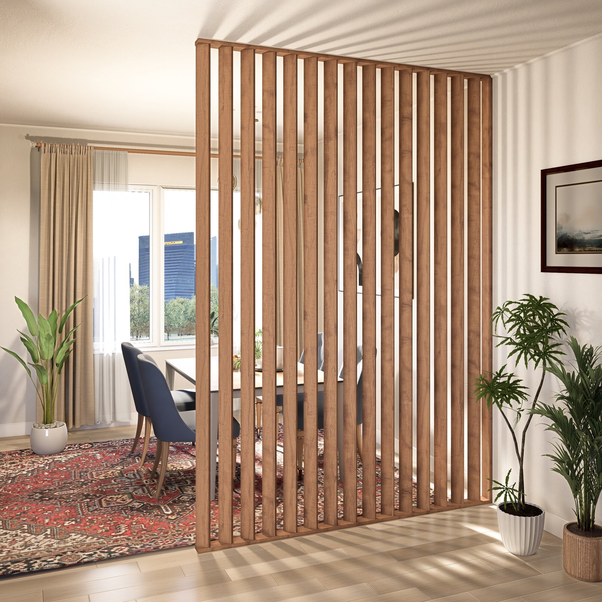 Реечная перегородка для зонирования пространства 1942 мм, Дуб Вотан