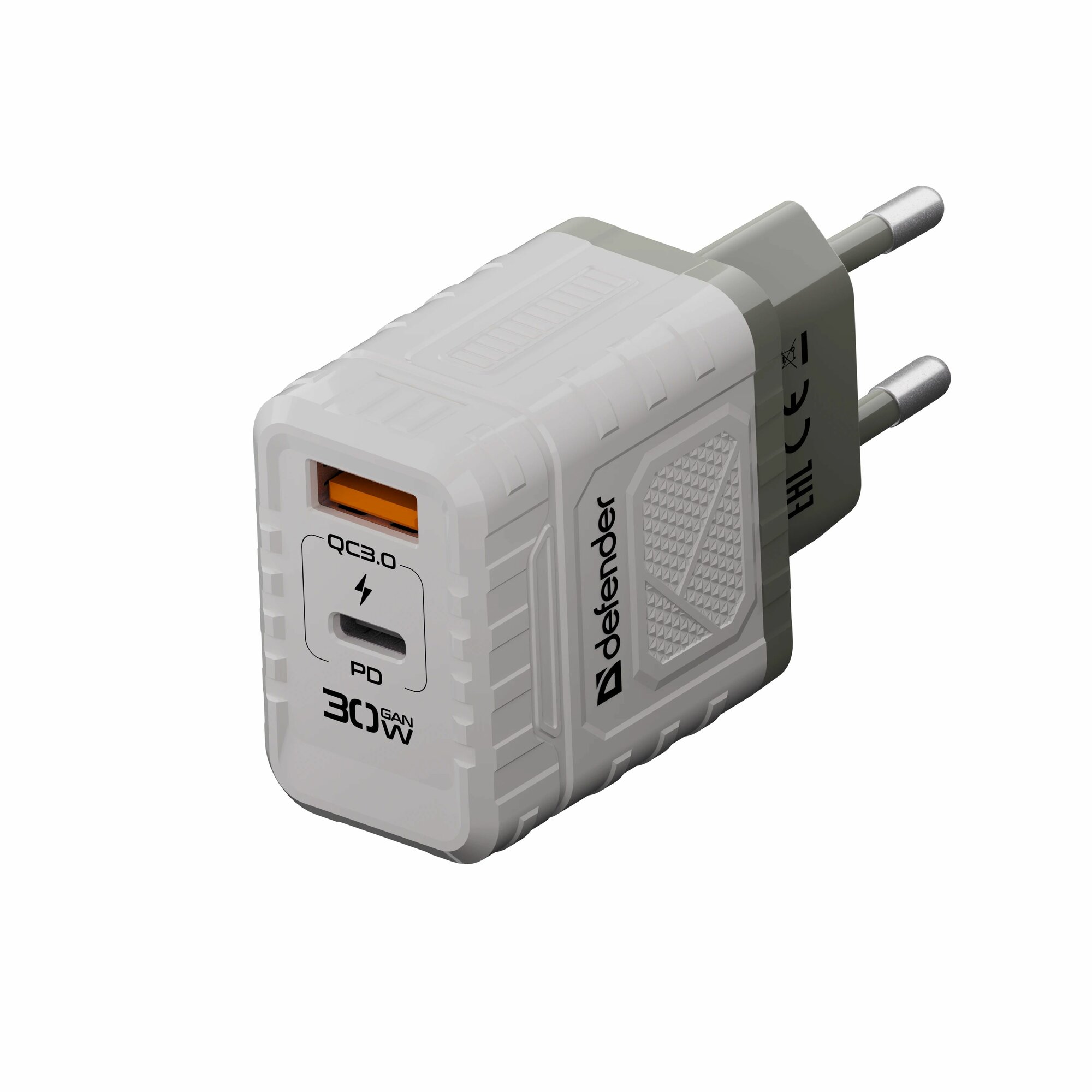 Зарядное устройство Defender UPA-132, 30 Вт, USB Type-A/USB Type-C, белый