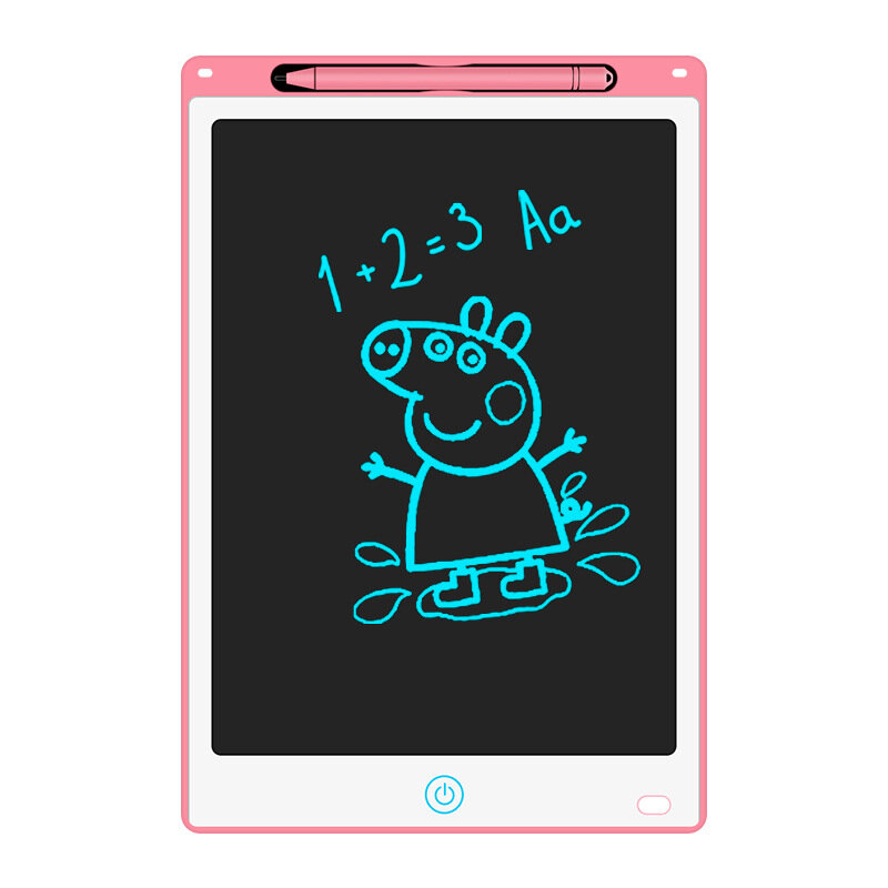 12-дюймовая LCD-доска для рисования для детей, перо монохромное, розовый цвет, стираемая доска