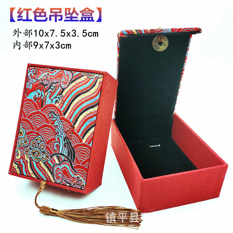Элегантная красная большая коробка для подвесок с вышивкой цветов, идеально подходит для хранения ожерелий, колец и