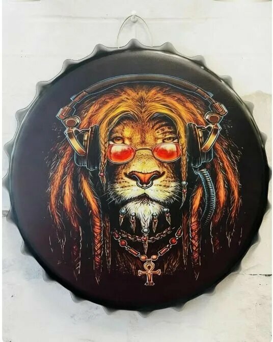 Декор на стену пробка пивная Лев,30cm