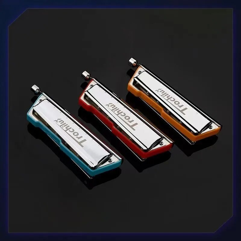 Губная гармошка JDR Trochilus C хроматическая с латунной крышкой красная 10 отверстий