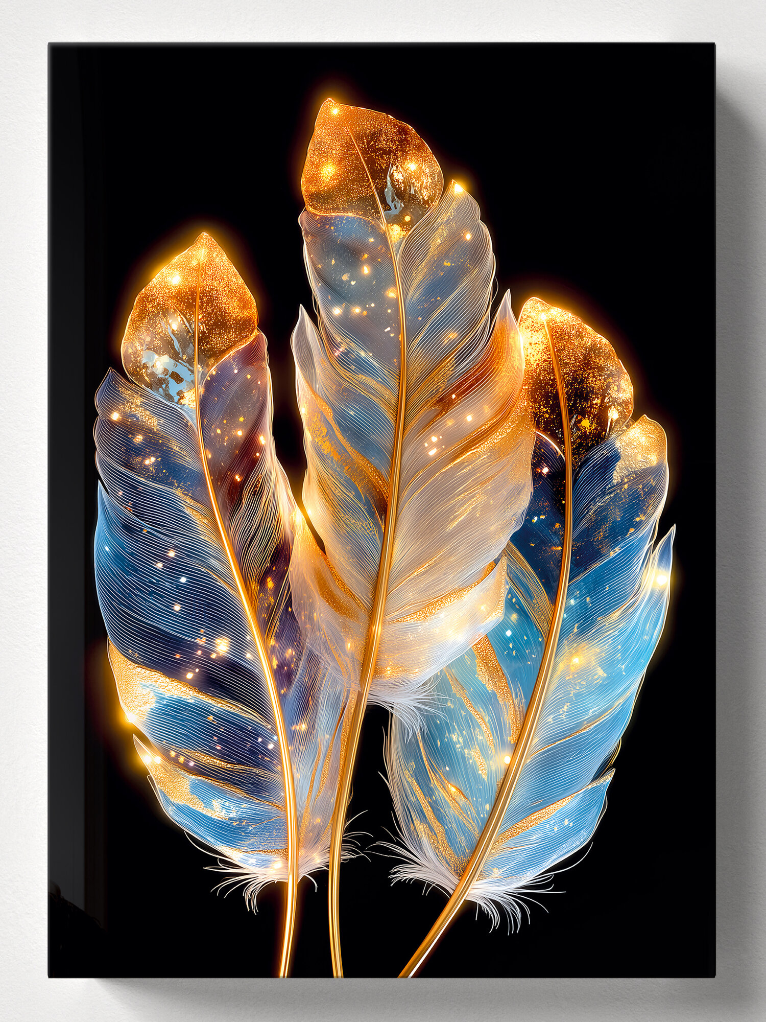 Картина Postermarket " Золотые Перья" на стекле, 50 x 70 см.