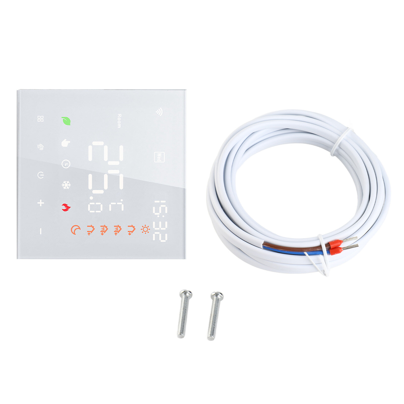Умный термостат Tuya WiFi с голосовым управлением, цифровой программируемый ЖК-дисплей, сенсорный экран, регулятор температуры для систем подогрева пола, интеллектуальный настенный электрический термостат.