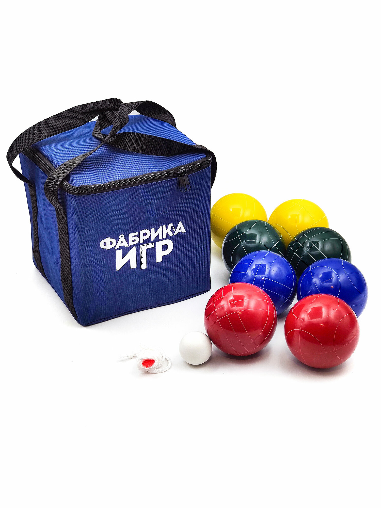 Петанк из смолы Фабрика Игр спортивная игра для улицы Бочча, 8 шаров 90 мм, глянцевые, разноцветные, в сумке