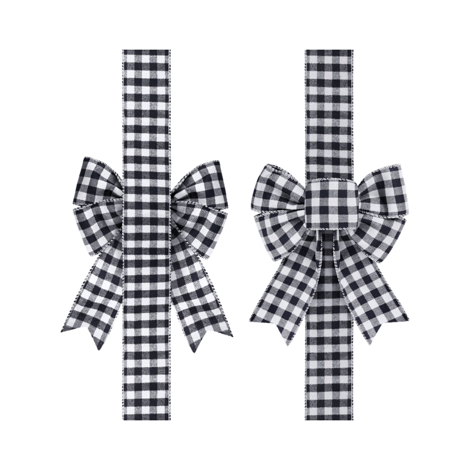 Рождественские банты, черная клетчатая лента, стиль 1, для украшения входной двери, шкафа или камина, 20x200 см.