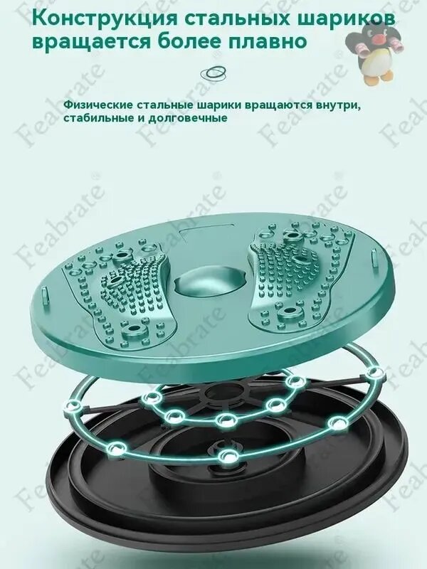 Диск здоровья 3 в 1 с эспандерами для тренировок рук, ног, талии и спины, домашний тренажер, зеленый — фото 1