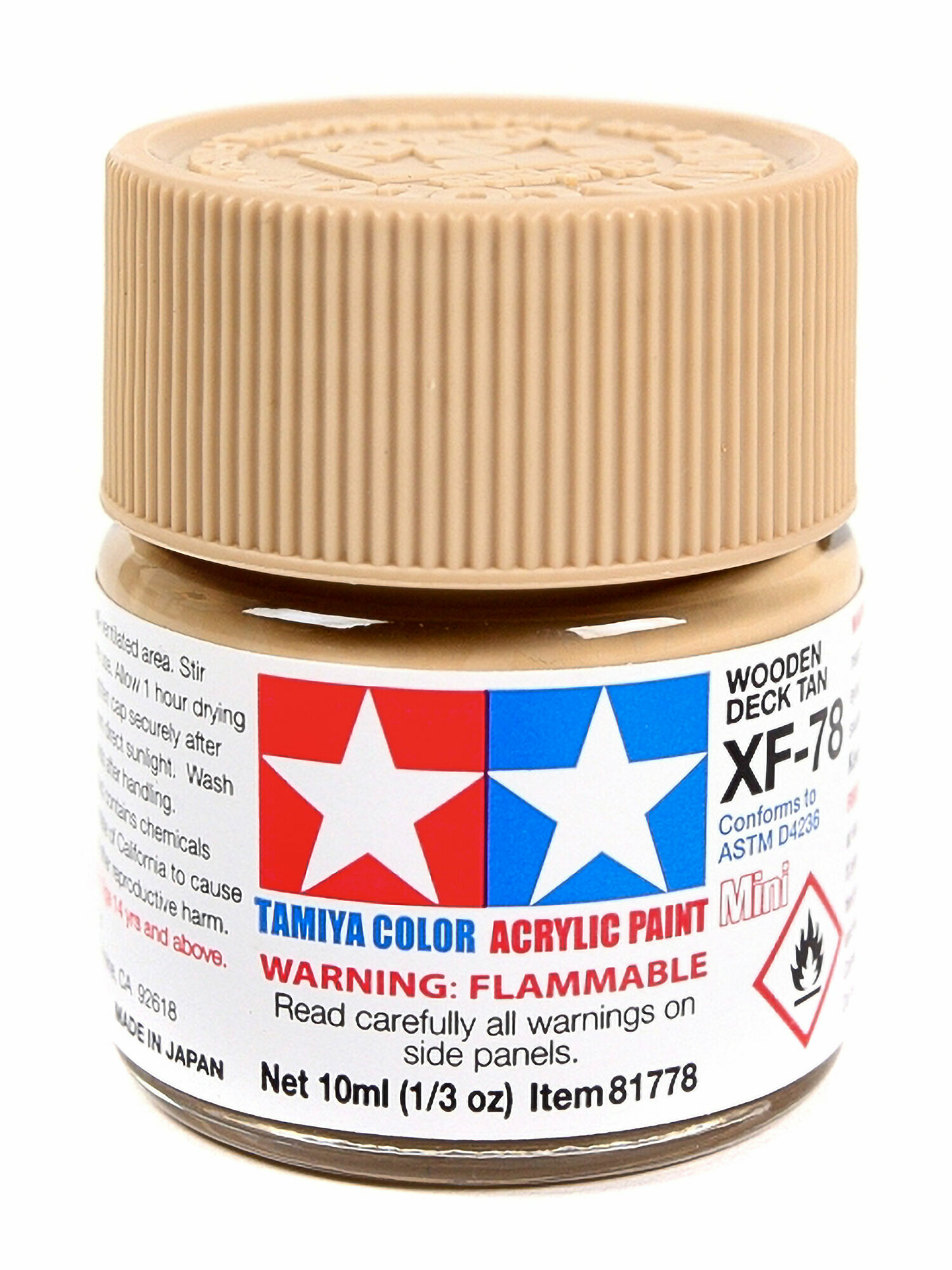 Краска акриловая Tamiya Color XF-78 Wooden Deck Tan 81778 деревянная палуба матовая, 10 мл