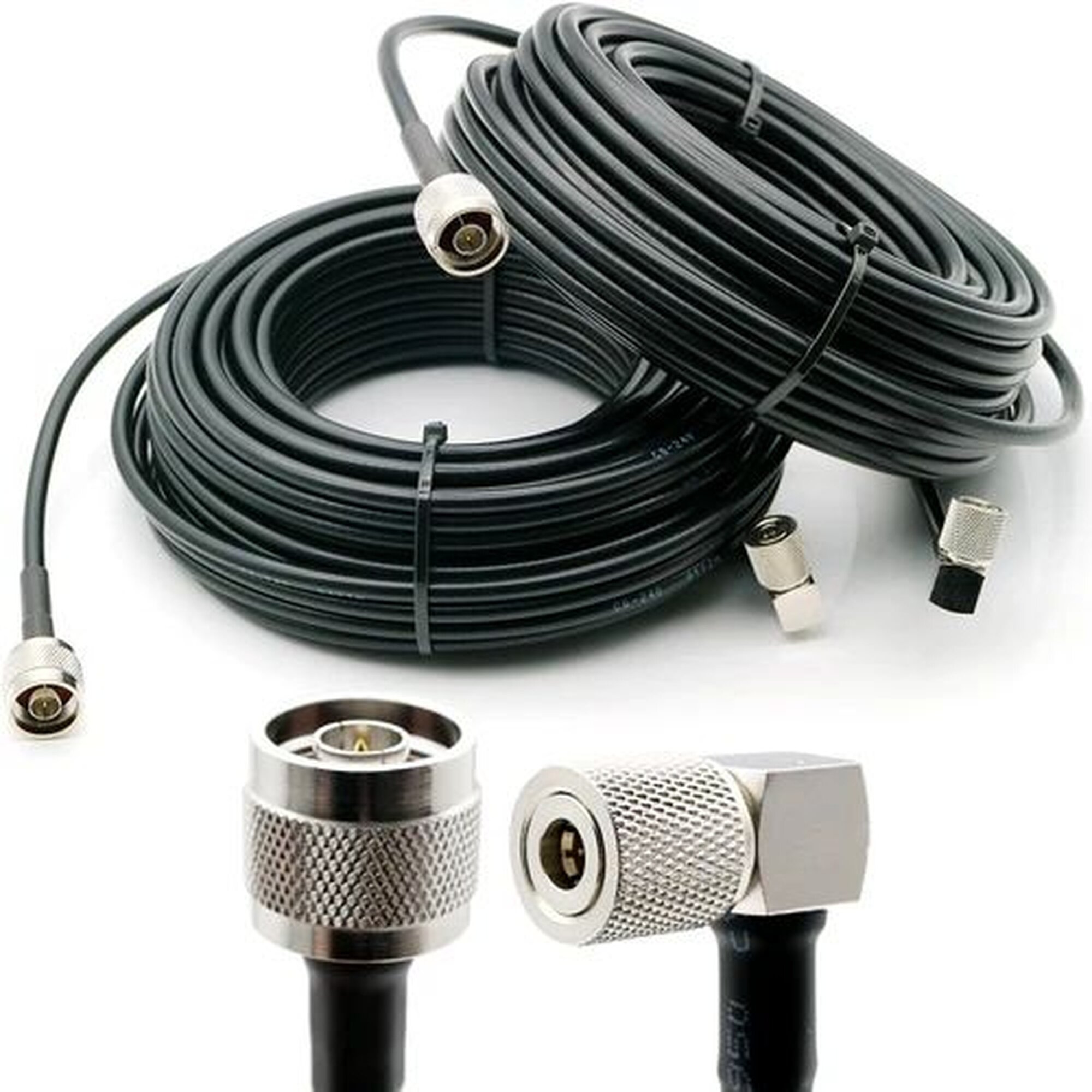 Комплект кабелей коаксиальных для усилителя Deimox 8 м, Qma-m и N, 2 шт